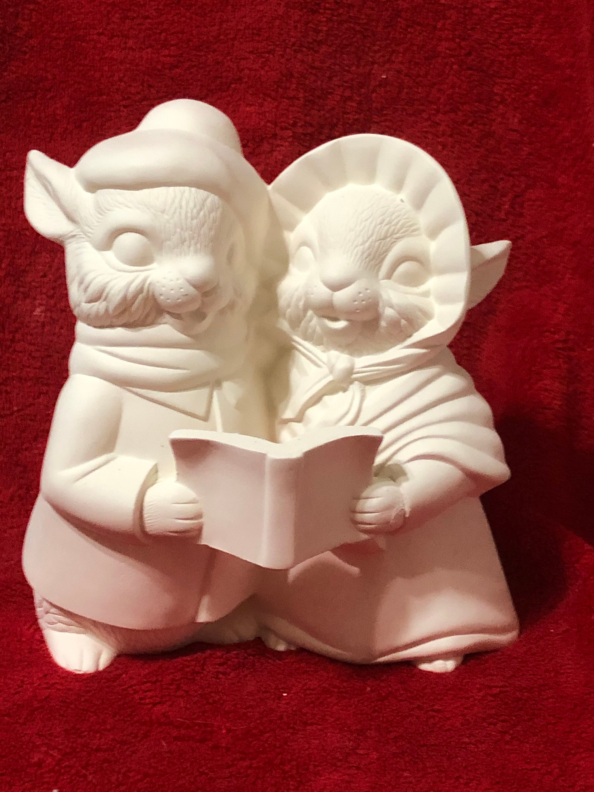 Carroling Squirrels ceramic bisque ready to paint