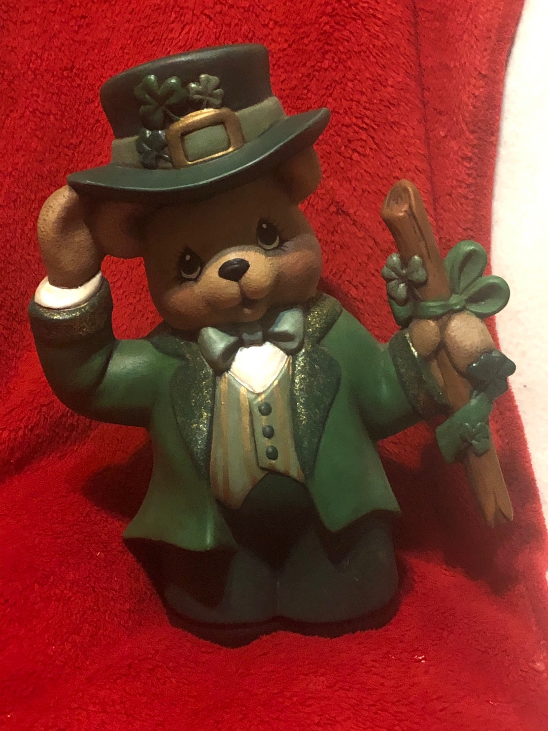 Clay Magic Bear Ceramic Boy St. Patricks Day Bear Festive Home Decor ...