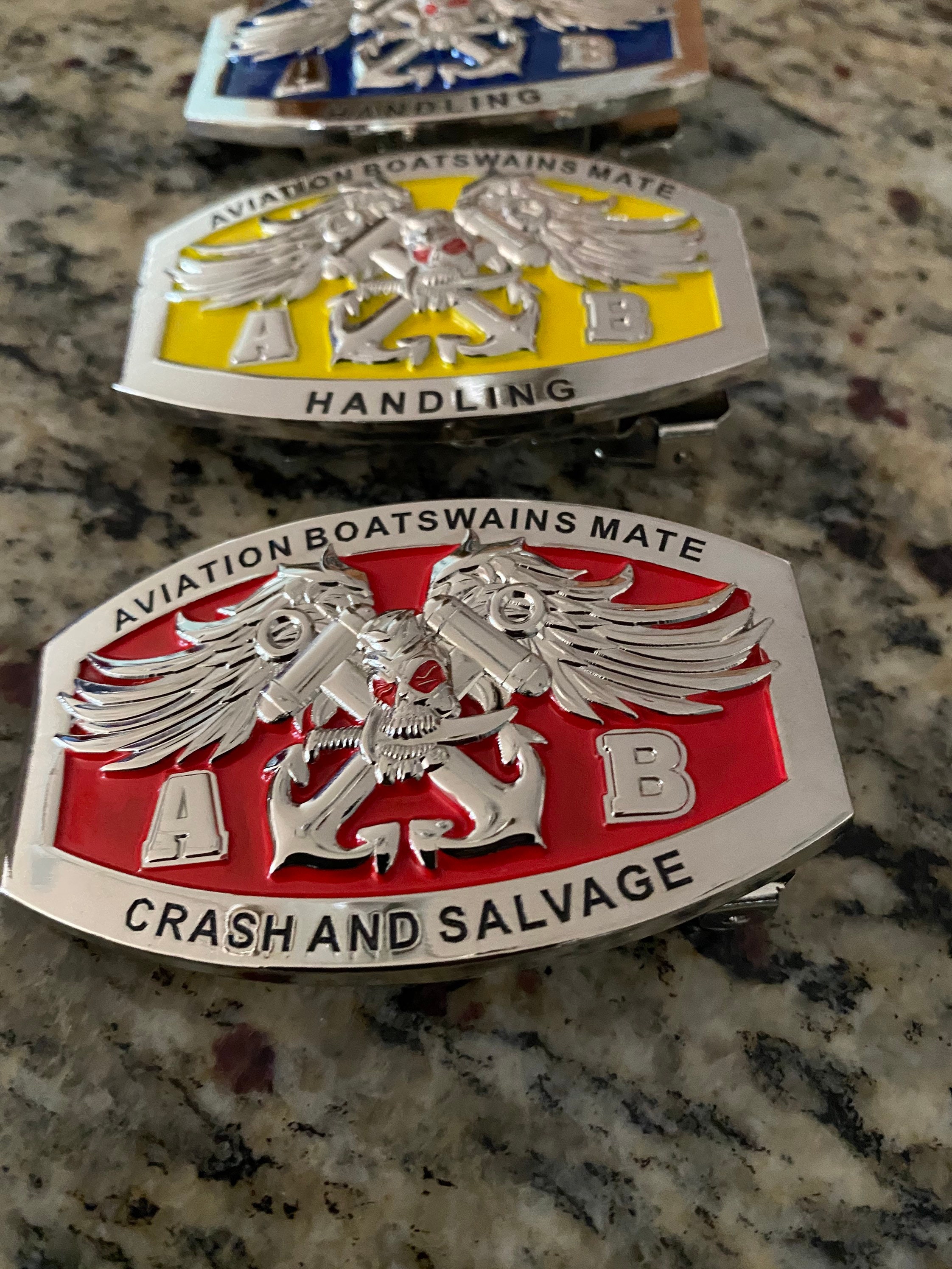 USN ABH Yellow Shirt Belt Buckle Navy Silver E6 & Below | Etsy