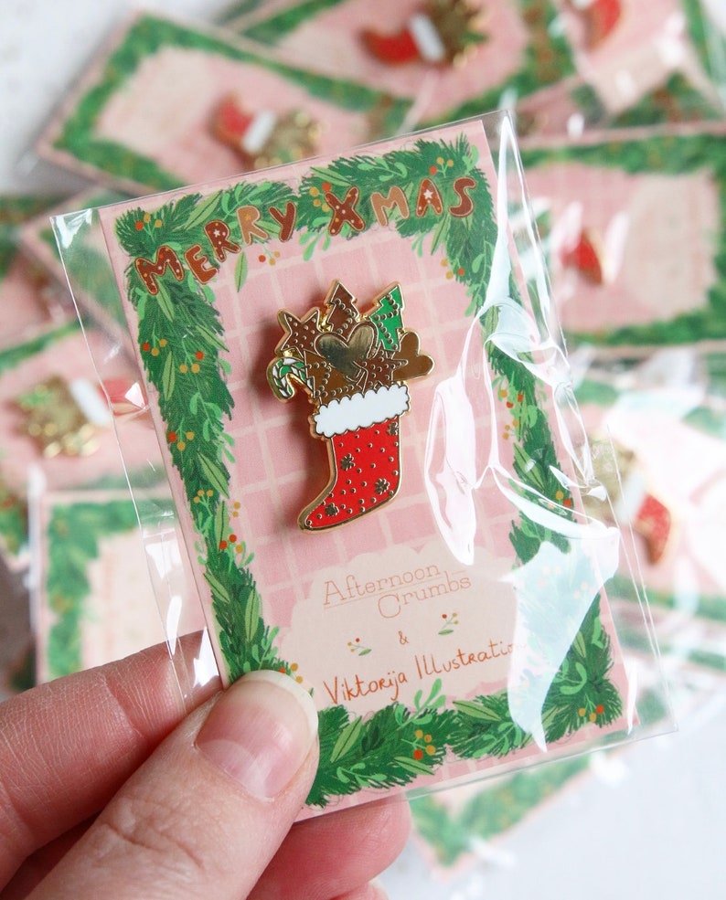 Enamel Christmas Stocking Pins - Etsy
