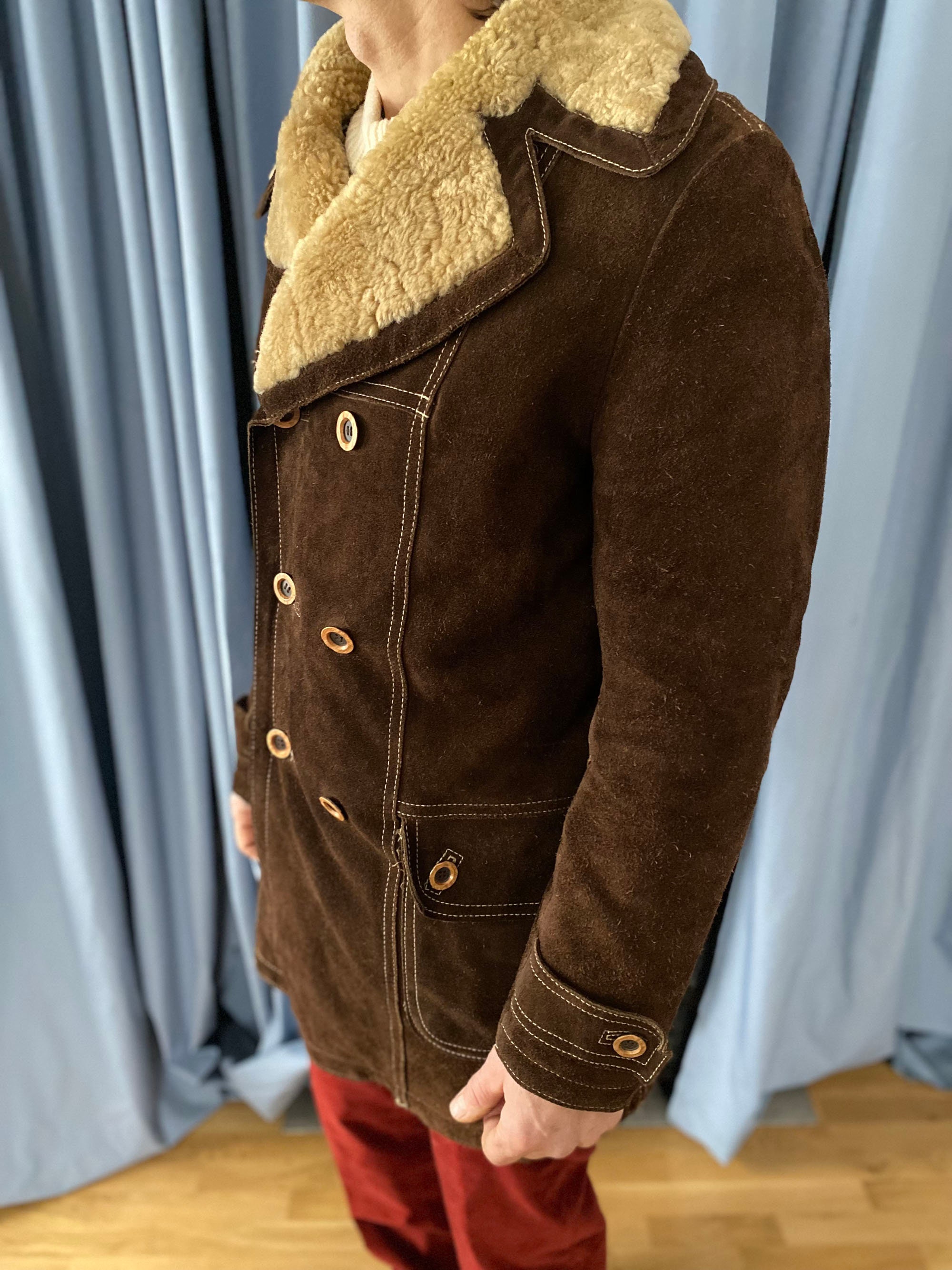 Finland Friitala Coat of the 70s in Brown Suede, With a Natural ...