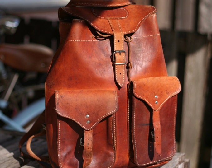 Vintage Brown Leather Backpack / Backpacks / Genuine Leather Backpacks ...