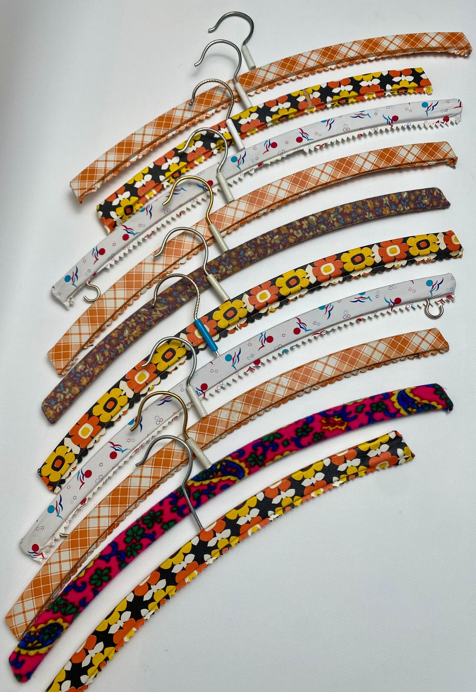 Mid Century Set of 10 Hangers / Vintage Wooden Hangers With Colourful ...