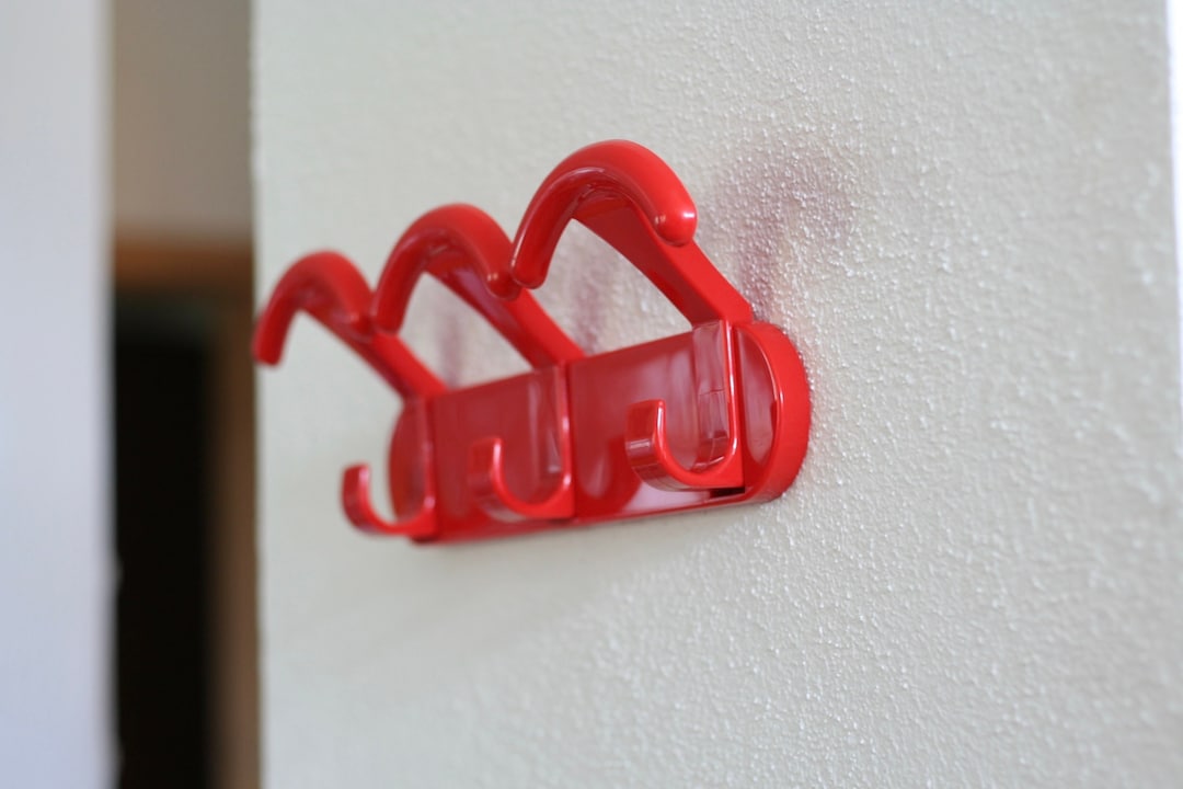 Vintage Red Plastic Wall Hanger / Small Hanger With Three Hooks ...