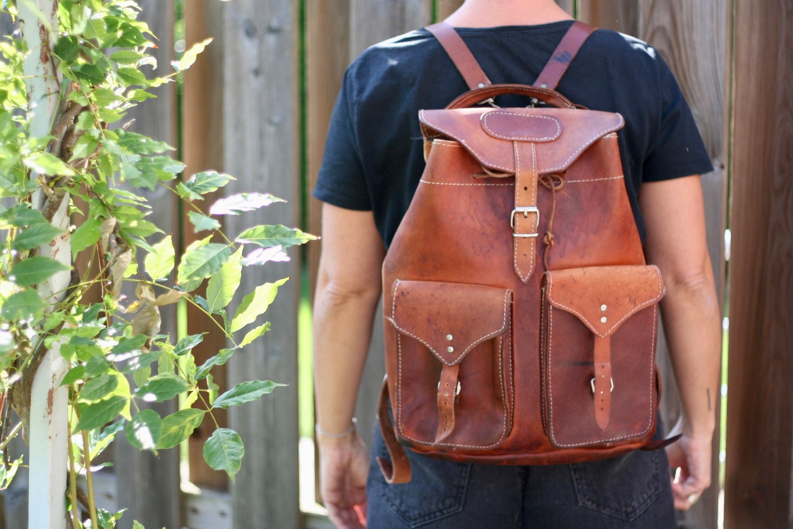 Vintage Brown Leather Backpack / Backpacks / Genuine Leather Backpacks ...
