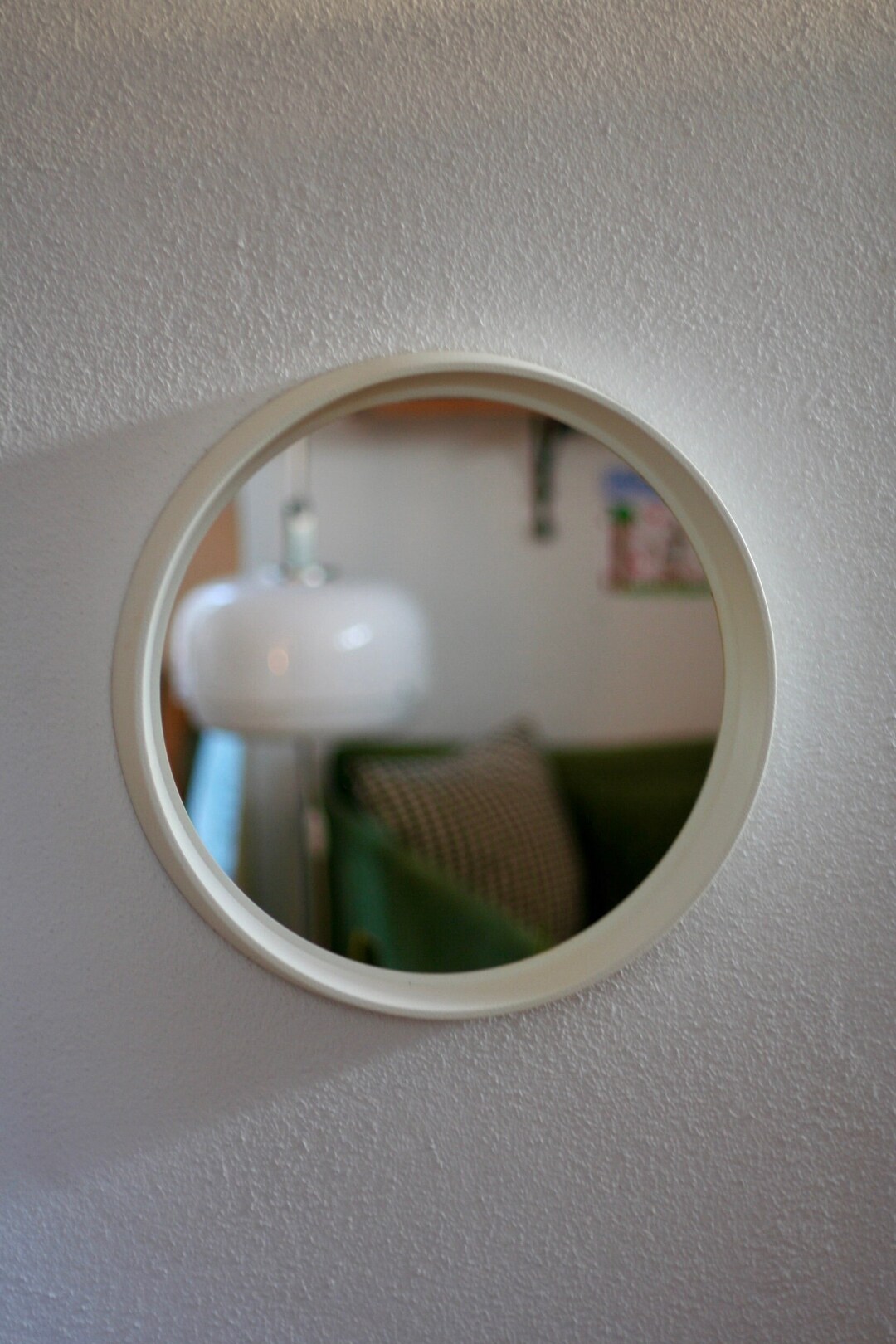 Mid Century Plastic Round Mirror / Retro White Wall Mirror / Space Age ...