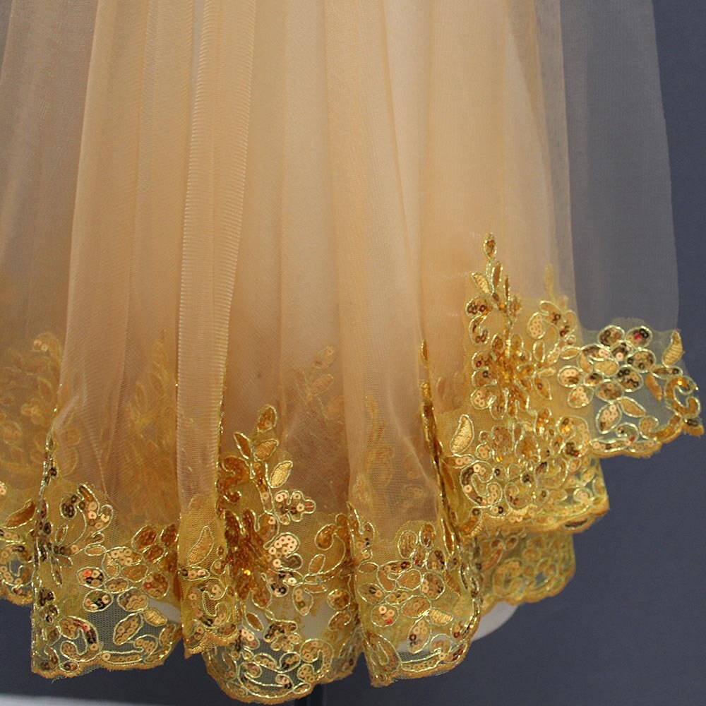 Bling Sequins Lace Gold Wedding Veil One Layer Short Colorful - Etsy