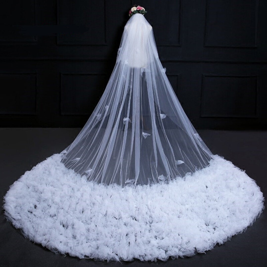 Long Cathedral Wedding Veil 3 M Church Vail White Ivory Red Black One ...