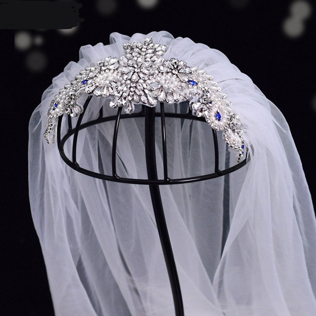 Bling Wedding Veil Long Wedding Veils With Rhinestones Applique Vintage ...