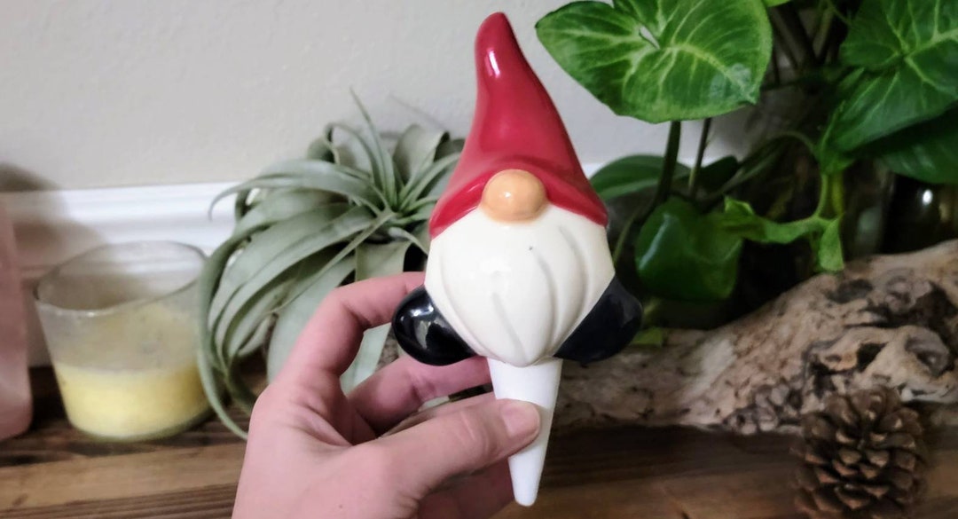 Short Gnome Plant Watering Spike Premium Ceramic Houseplant Olla Plant ...