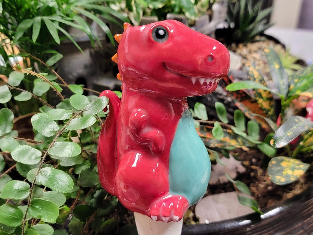 T-rex Plant Watering Spike: Ceramic Olla, Self-watering Dinosaur for ...
