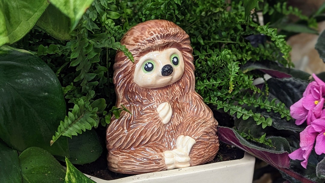 Calm Sitting Yoga Sloth Water Stake for Plants Sustainable Handmade ...