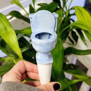 Handmade Toilet Watering Spike | Funny Ceramic Plant Stake | Self ...