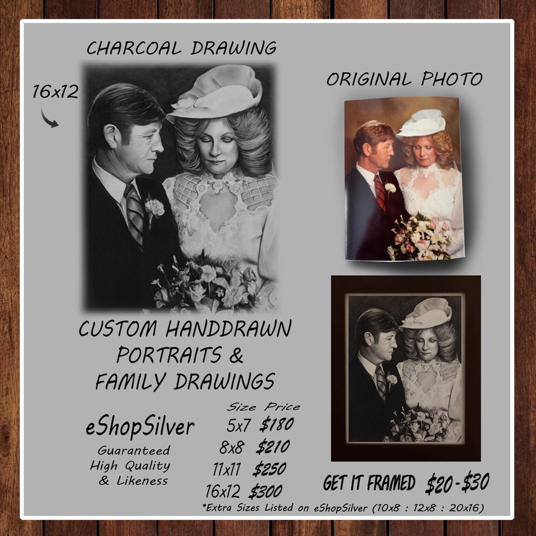 Charcoal and Graphite Drawing/portrait From Photo, Hand Drawn Portrait ...