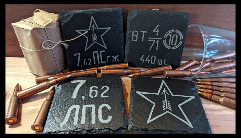 Mosin Nagant Theme Slate Coaster Set 7.62x54r - Etsy