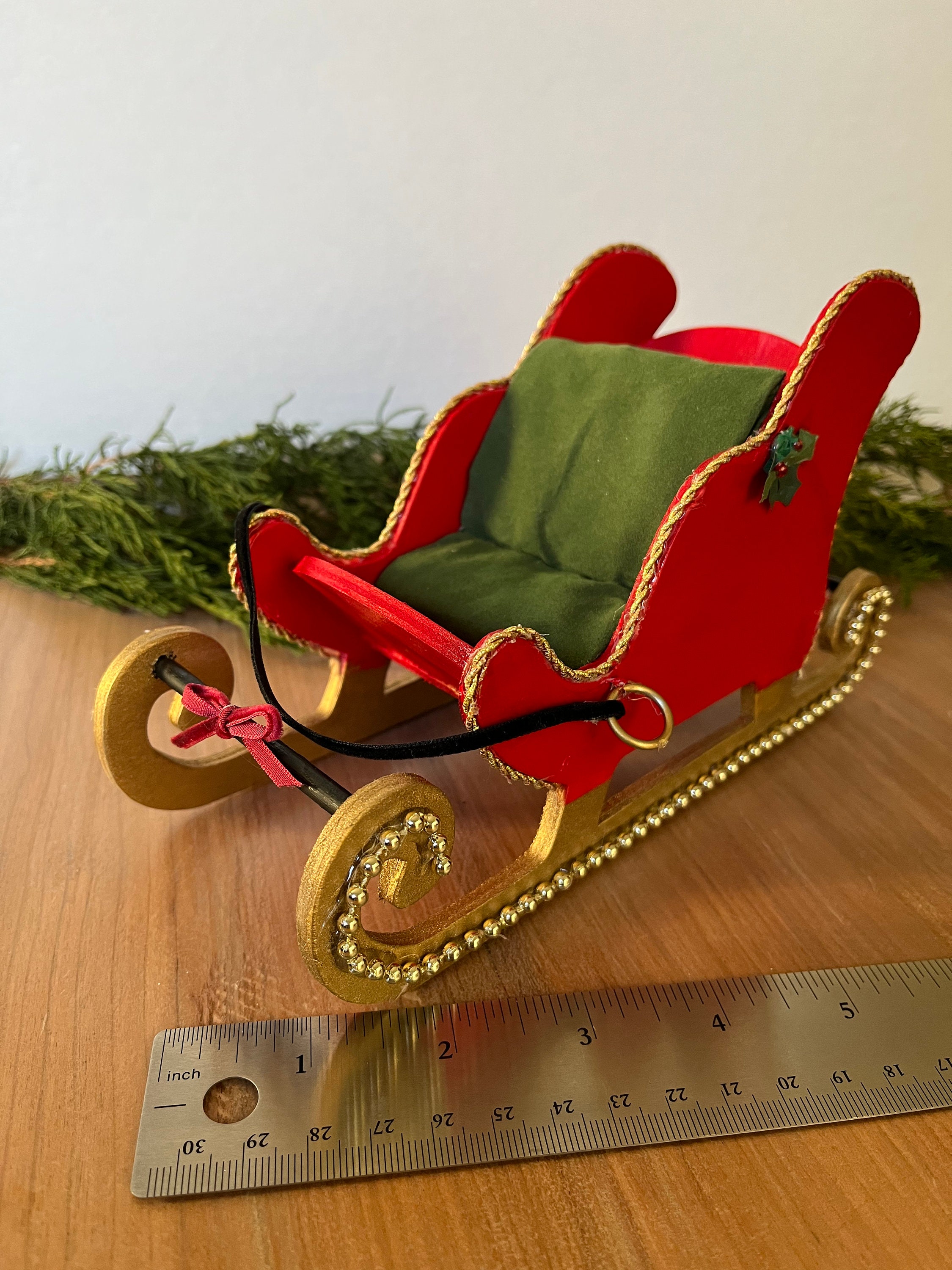 Dollhouse Miniature Santa Sleigh With Bag of Presents. Christmas ...