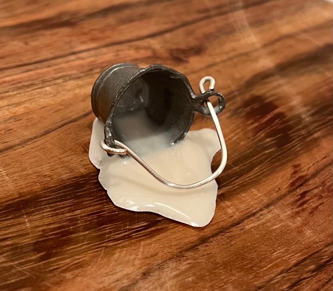 Dollhouse Miniature Pail With Spilled Milk, Mini Bucket, Fairy Garden ...