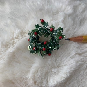 Dollhouse Miniature Holly Wreath, Variegated Holly, Christmas Wreath, 1 ...