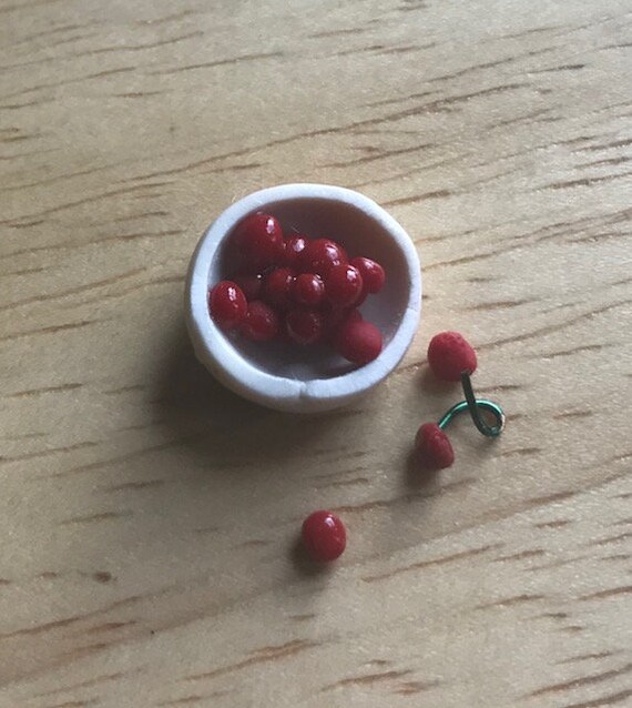 Dolls & Miniatures 20 Miniature Cherry Fruit Clay Polymer Fruits ...