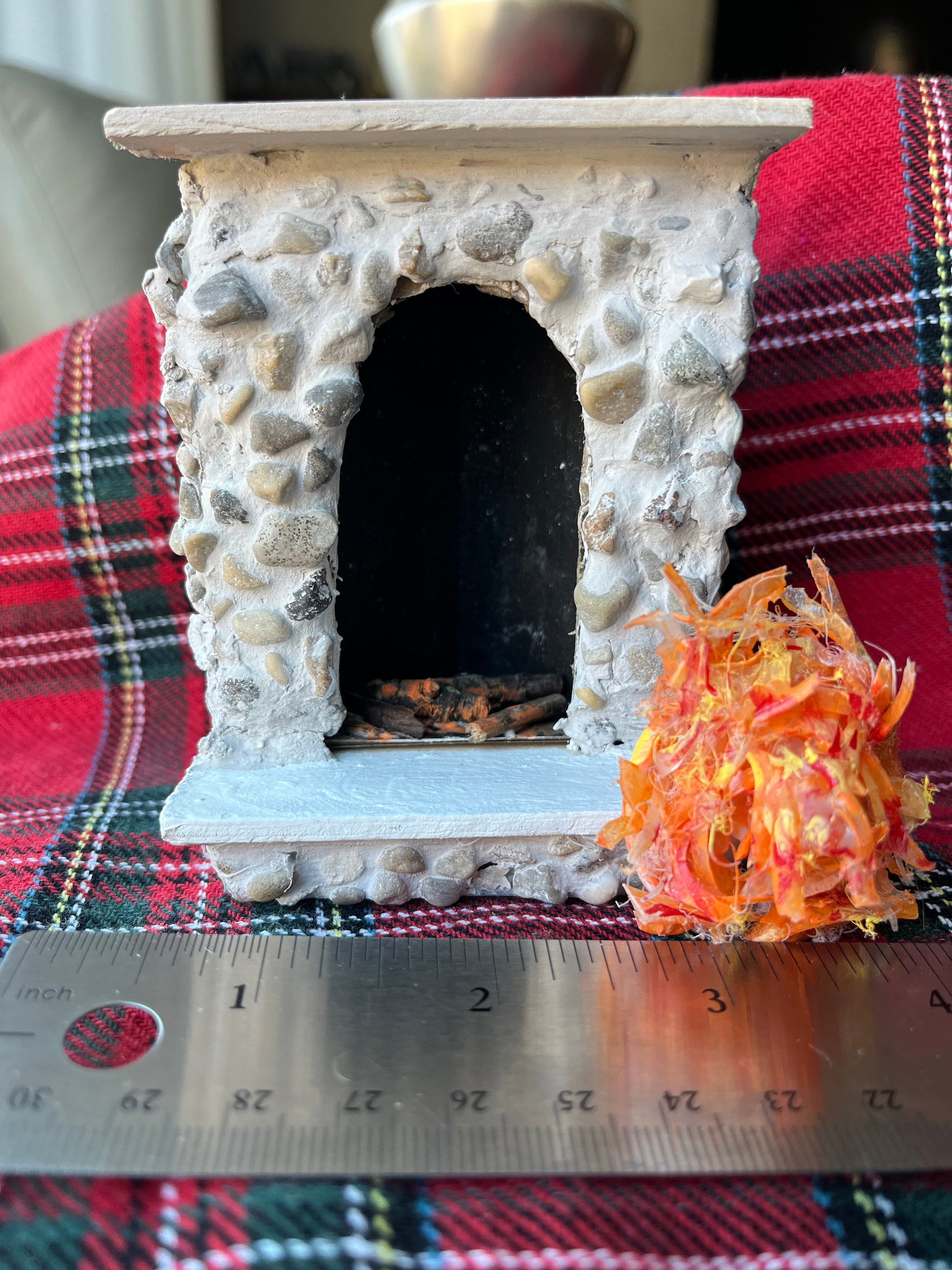 Dollhouse Miniature Corner Fireplace Mini Flickering Fire - Etsy