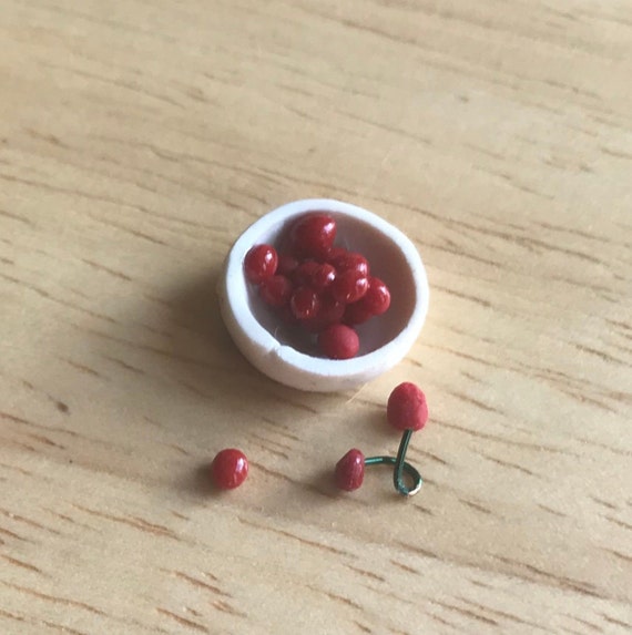 Dolls & Miniatures 20 Miniature Cherry Fruit Clay Polymer Fruits ...