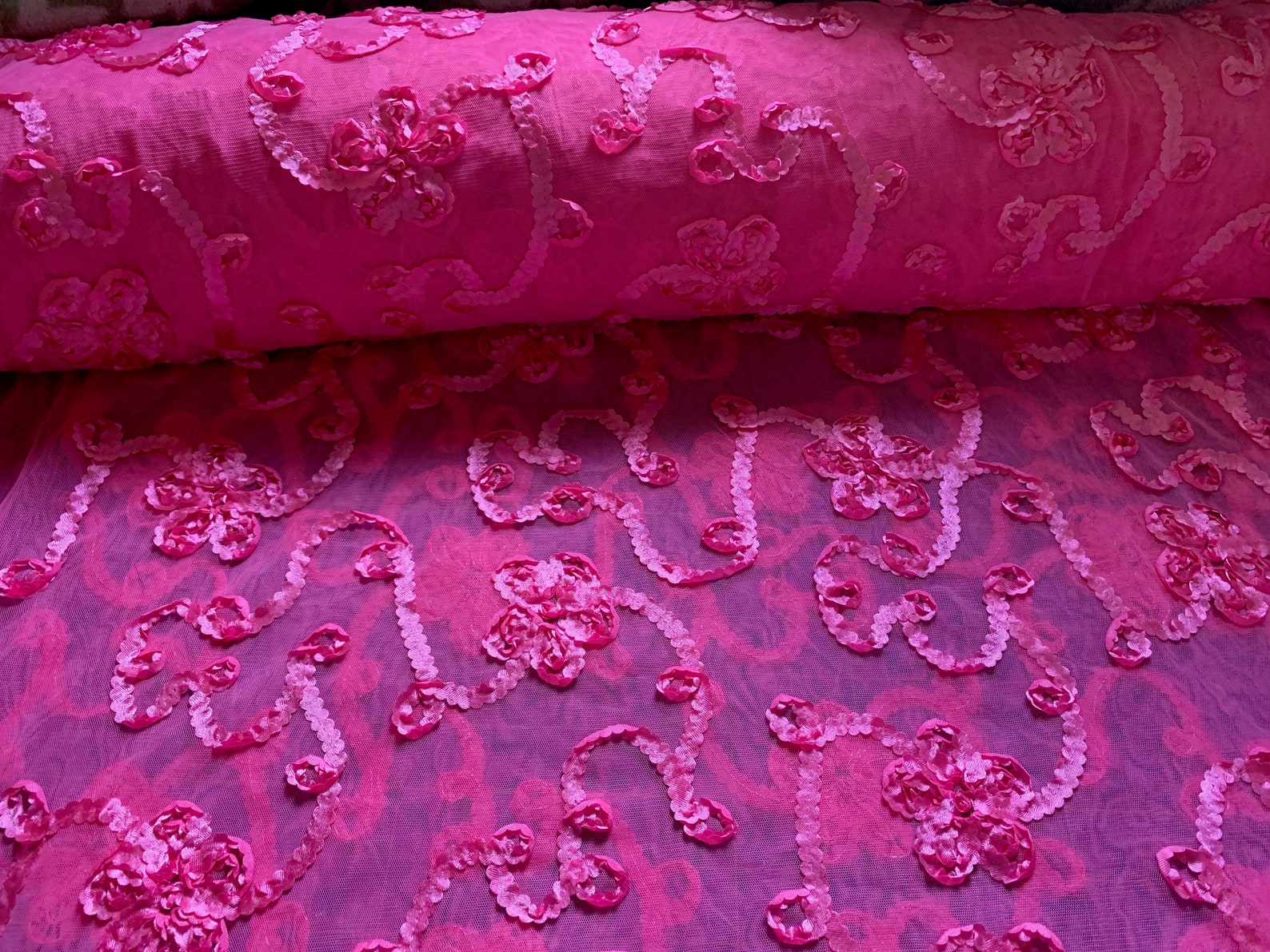 Cinta Bordado Tela de encaje rosa 60 Vestido de novia - Etsy México