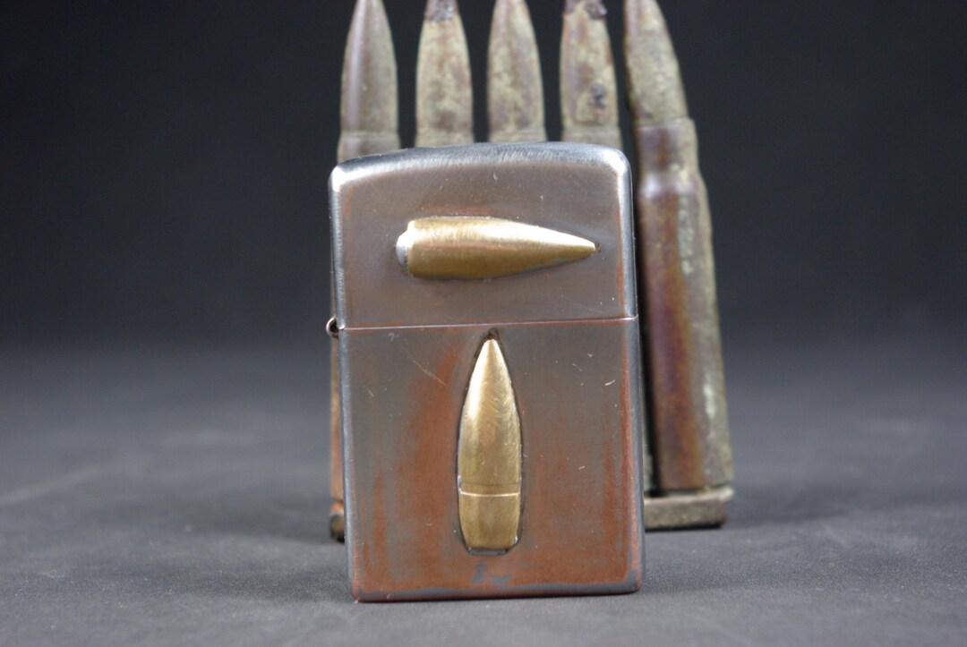 Vintage Zippo Lighter With Bullet Inserts, Bronze Zippo VTG Lighter ...