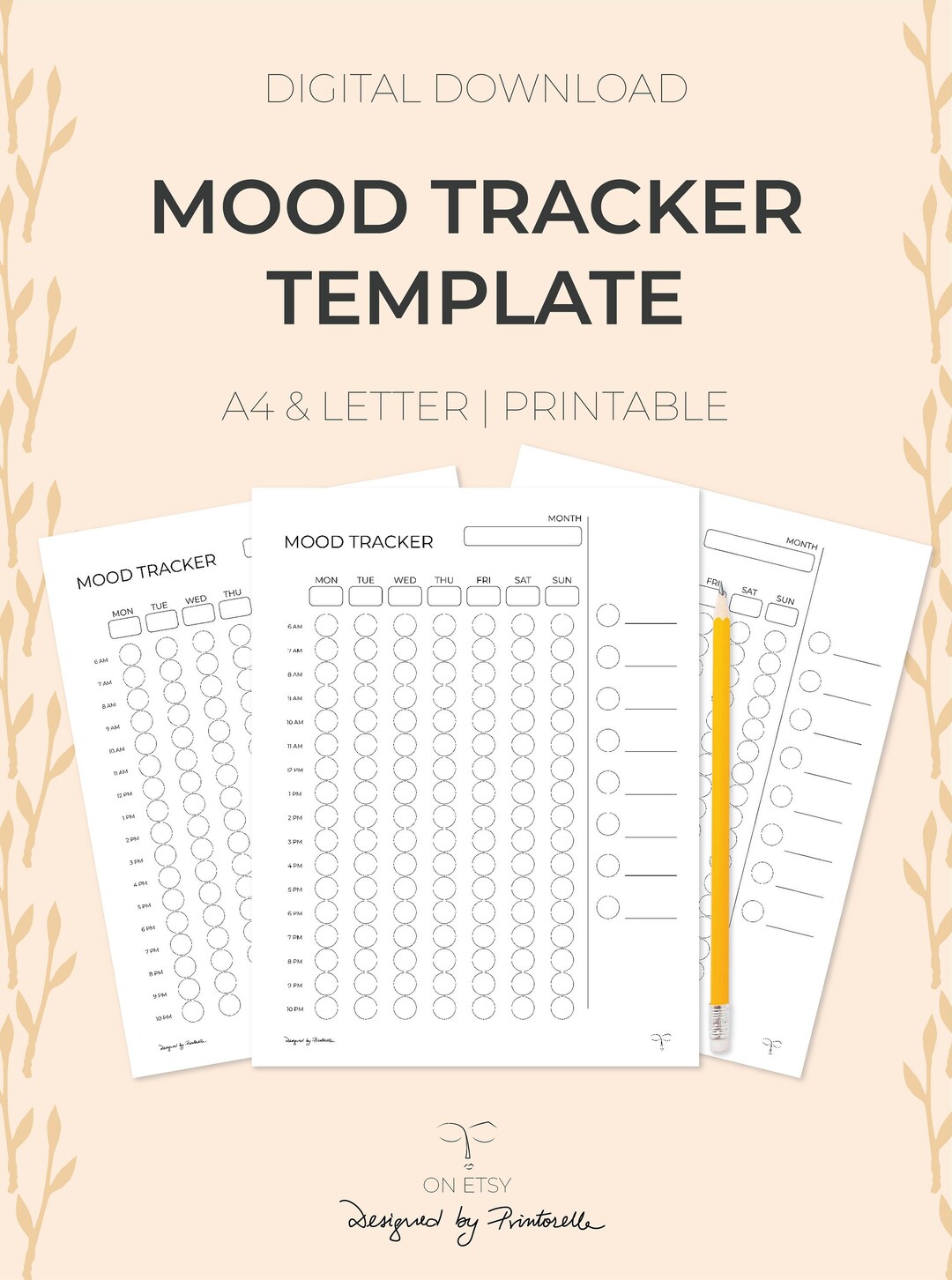Mood Tracker, Printable Sheets, Digital Download, Minimalist - Etsy