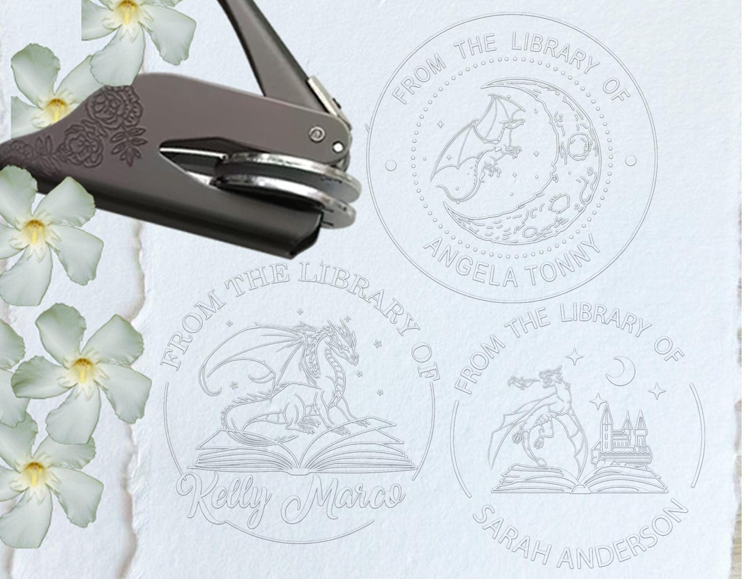 From the Library of Embosser, Dragon Library Embosser Stamp ,custom ...
