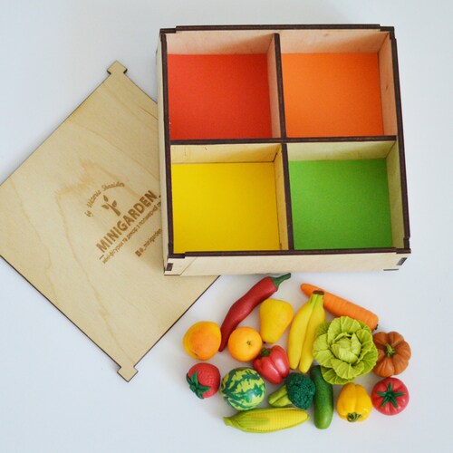 Colors Sorting Toy With Miniature Vegetables Montessori - Etsy
