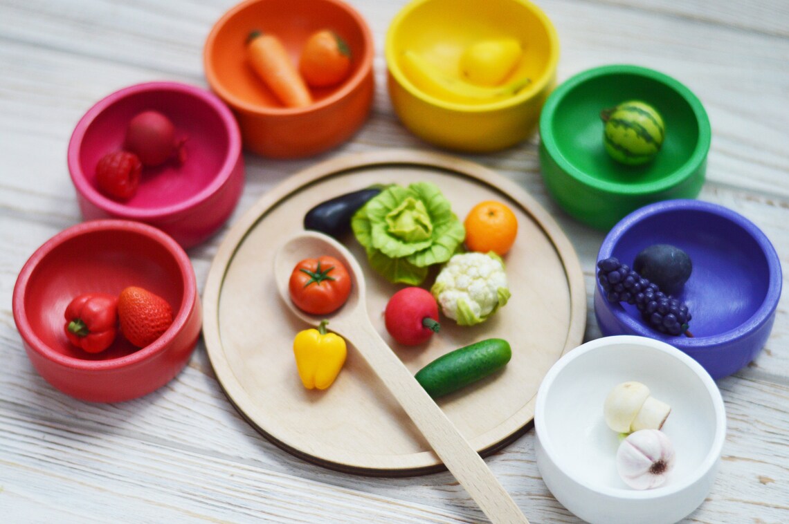 Colors Sorting Toy With Miniature Vegetables Montessori - Etsy