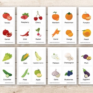 Instant Download Printable Montessori Flashcards Vegetables & Fruits ...