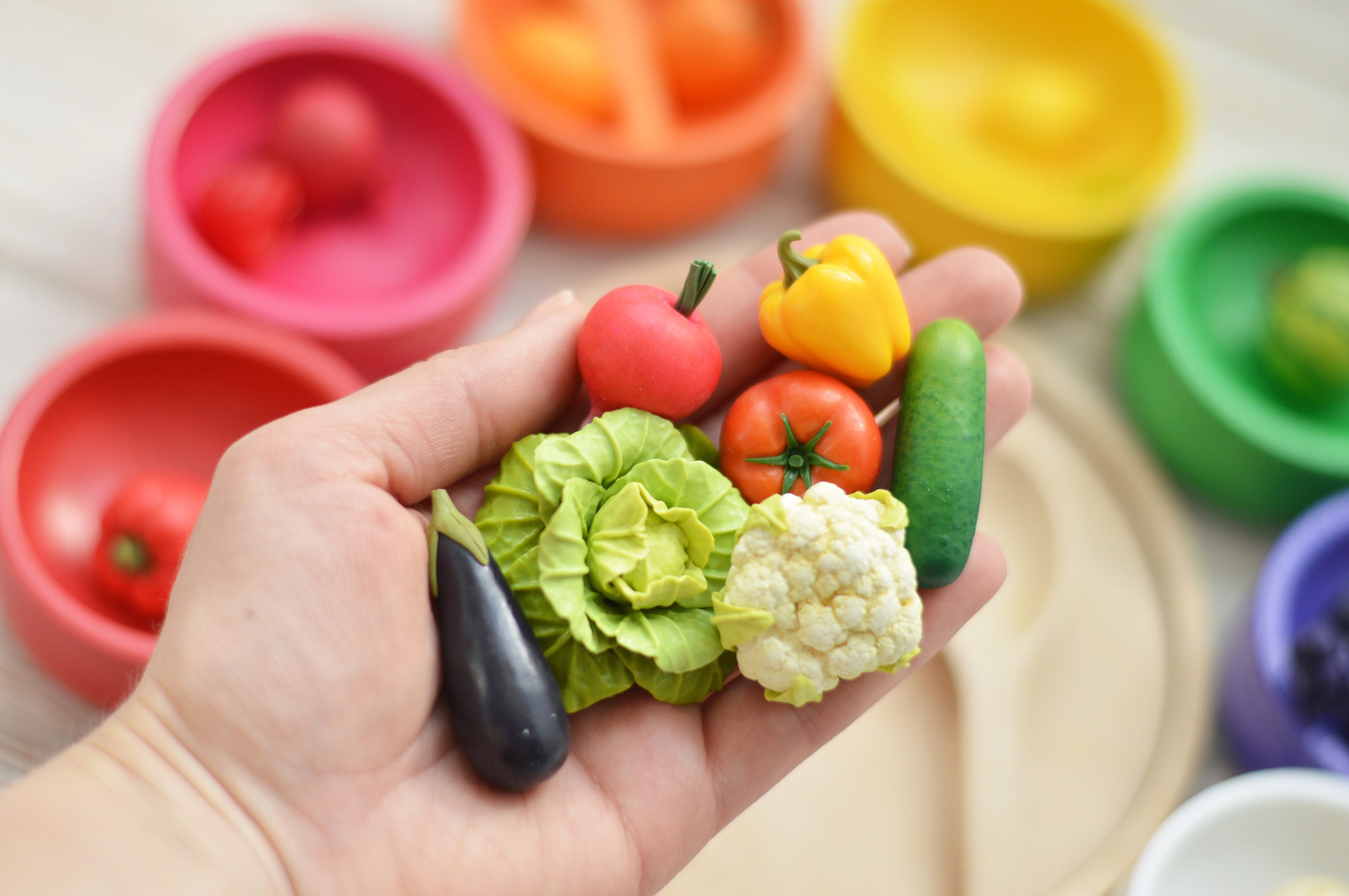 Colors Sorting Toy With Miniature Vegetables Montessori | Etsy