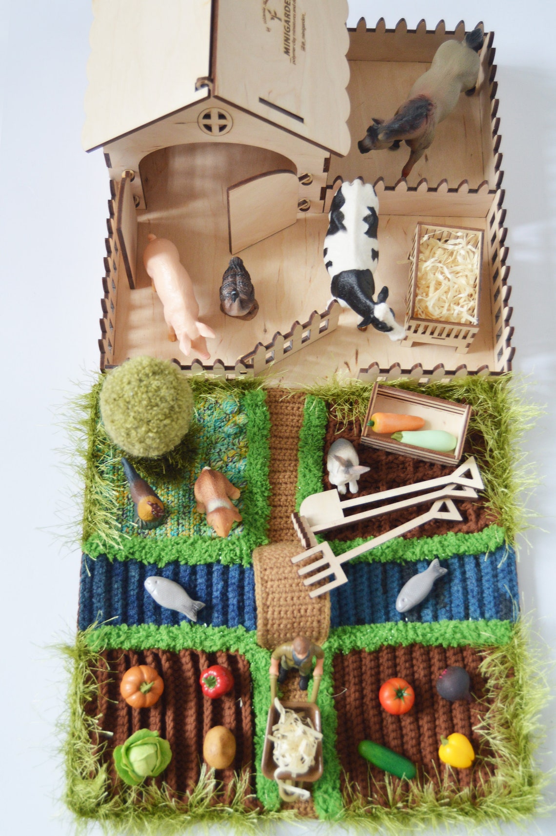 Toy Animal Farm Wooden Farm Set Learning Toys Montessori Toys - Etsy