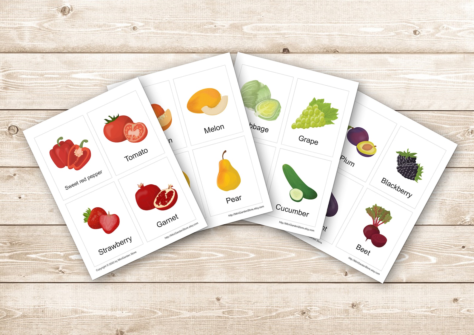 Instant Download Printable Montessori Flashcards Vegetables & - Etsy