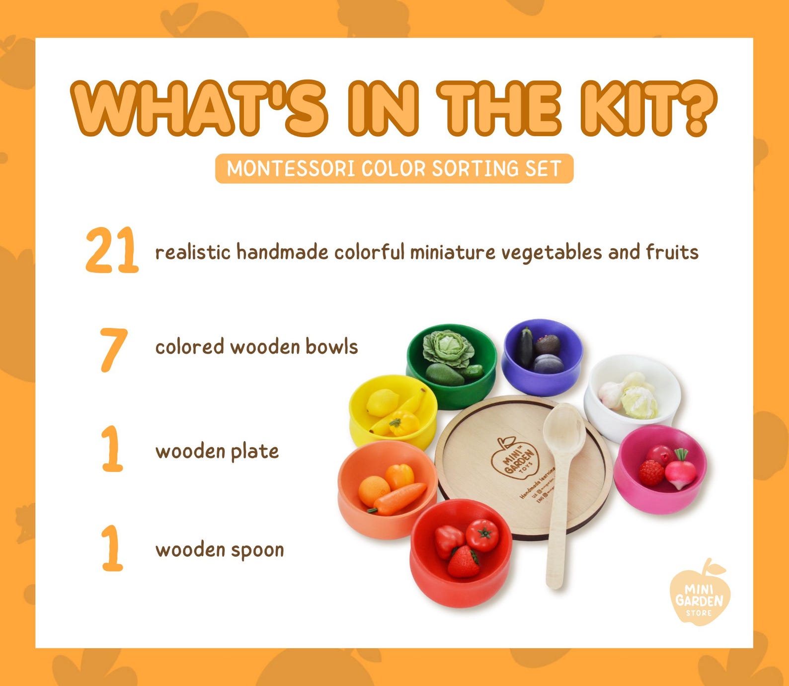 Miniature Food Color Sorting Set With Wooden Plates and Spoon, Airplane ...