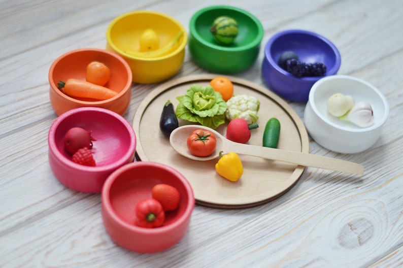 Colors Sorting Toy With Miniature Vegetables Montessori - Etsy