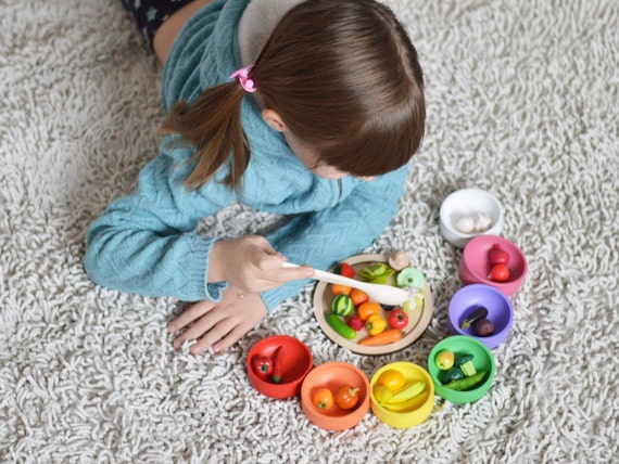 Colors Sorting Toy With Miniature Vegetables Montessori | Etsy