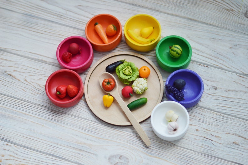 Colors Sorting Toy With Miniature Vegetables Montessori - Etsy