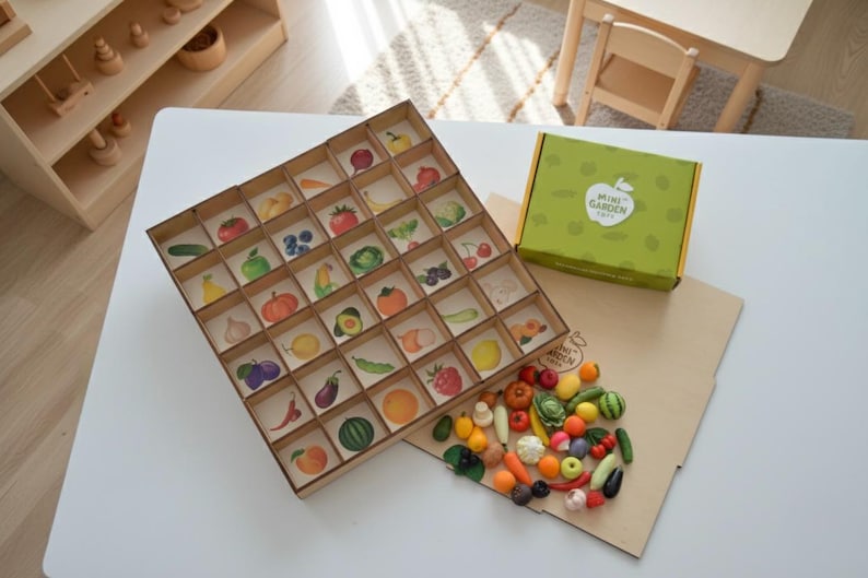 Montessori Miniature Vegetables Sorting Game, Mini Food Sensory Toys ...
