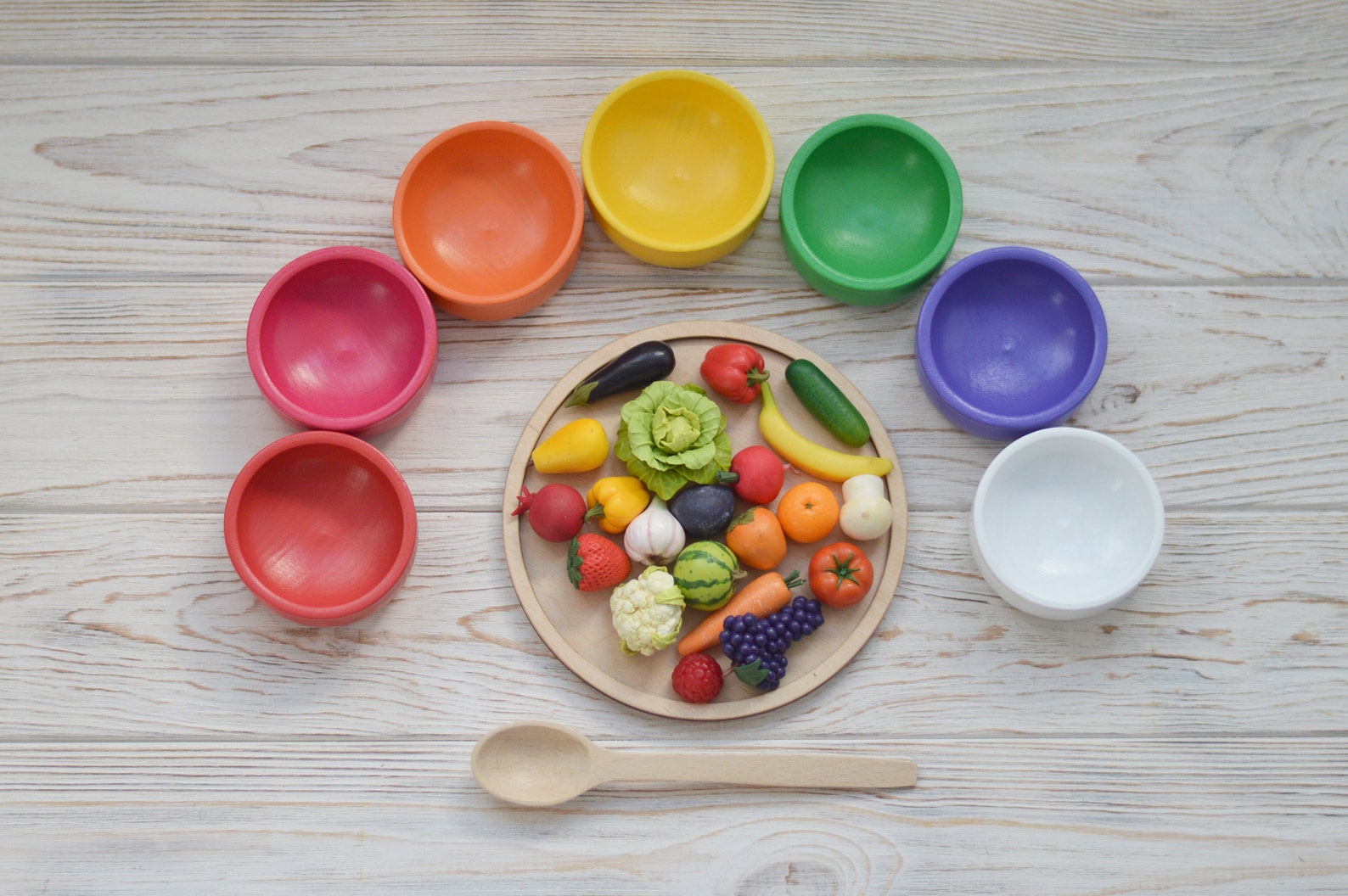 Colors Sorting Toy With Miniature Vegetables Montessori | Etsy