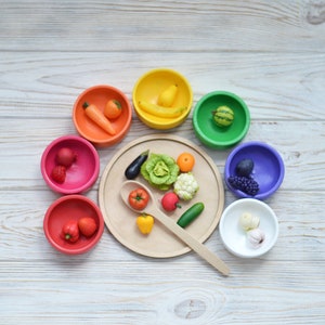 Colors Sorting Toy With Miniature Vegetables Montessori Materials for ...