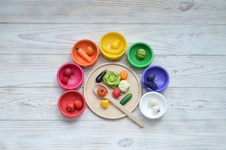 Colors Sorting Toy With Miniature Vegetables Montessori - Etsy