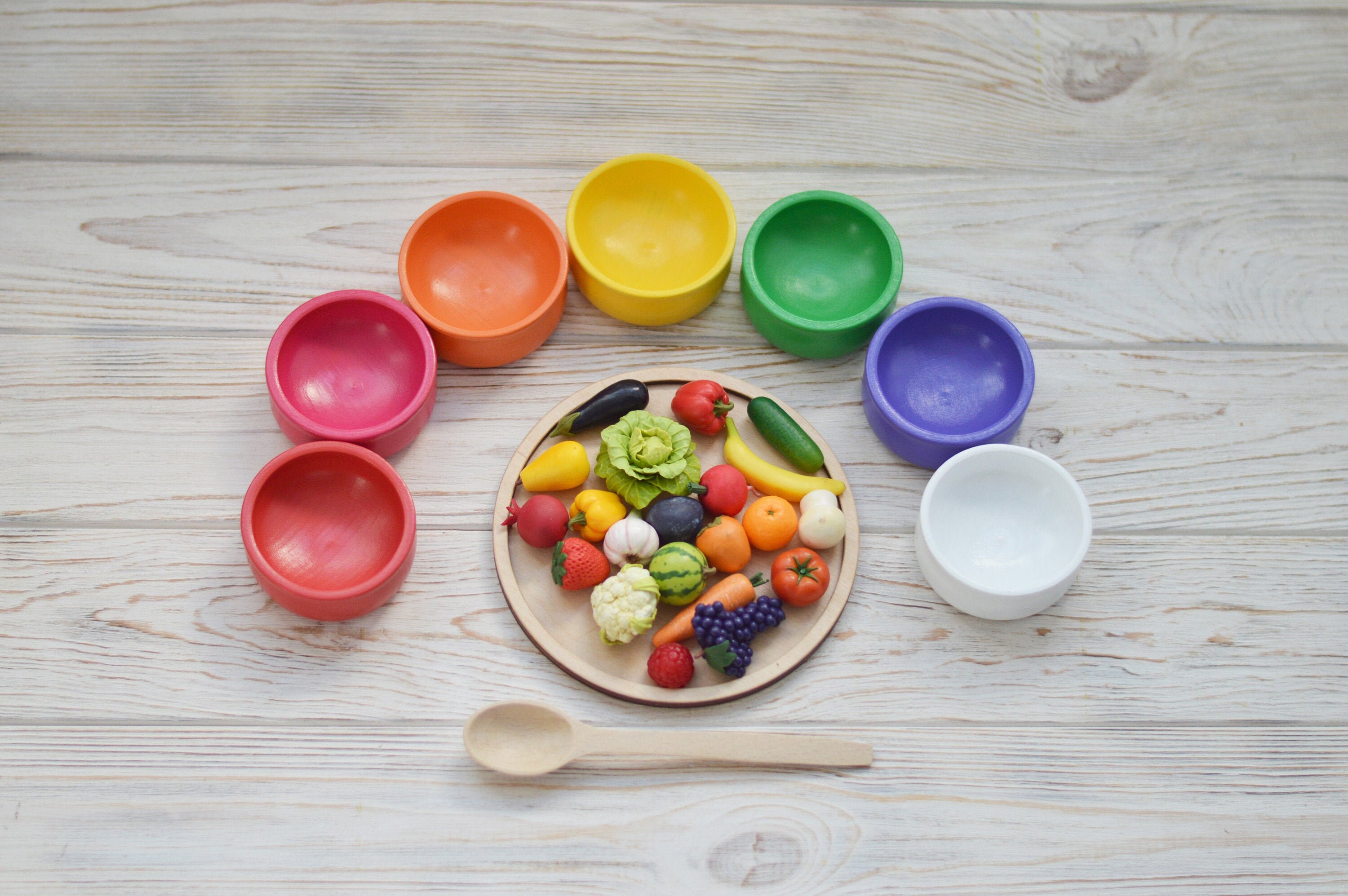 Colors Sorting Toy With Miniature Vegetables Montessori | Etsy