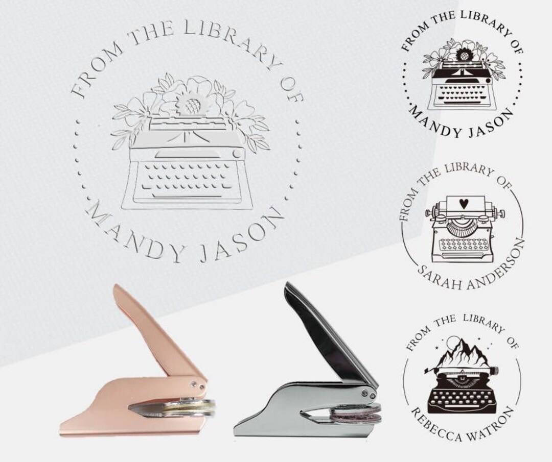 Custom Retro Typewriter Typewriter Embosser Stamp, Personalized Book ...