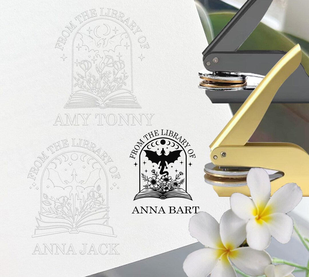 Custom From the Library of Book Stamp, Library Embosser, Ex Libris Book ...