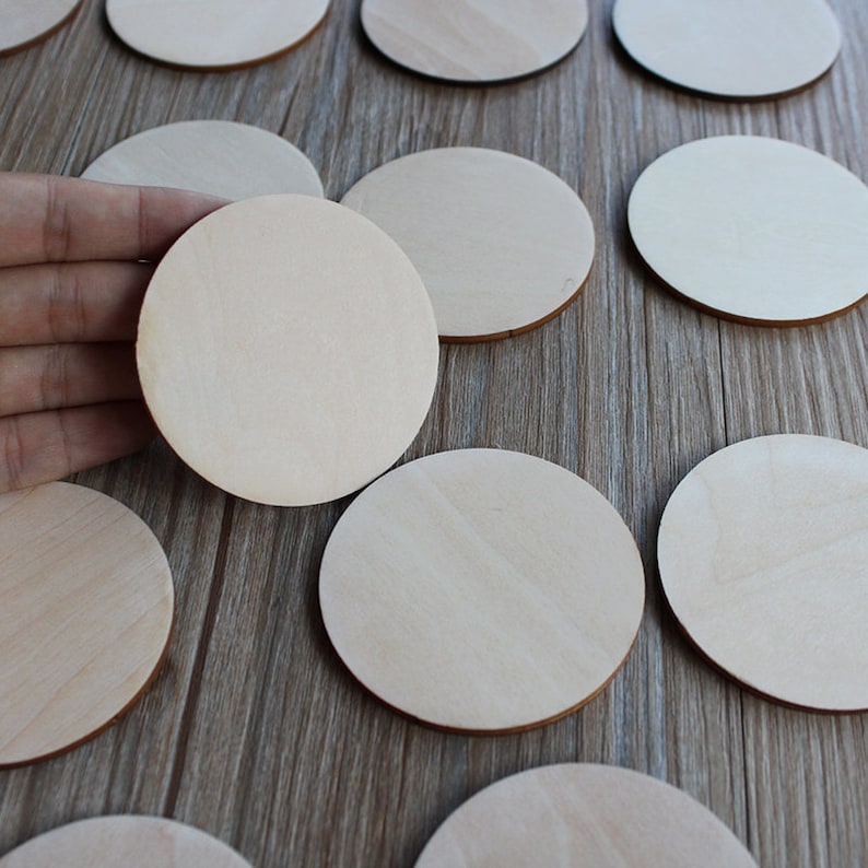 Wooden Plain Round Circles Blank Circle Coasters Wall | Etsy