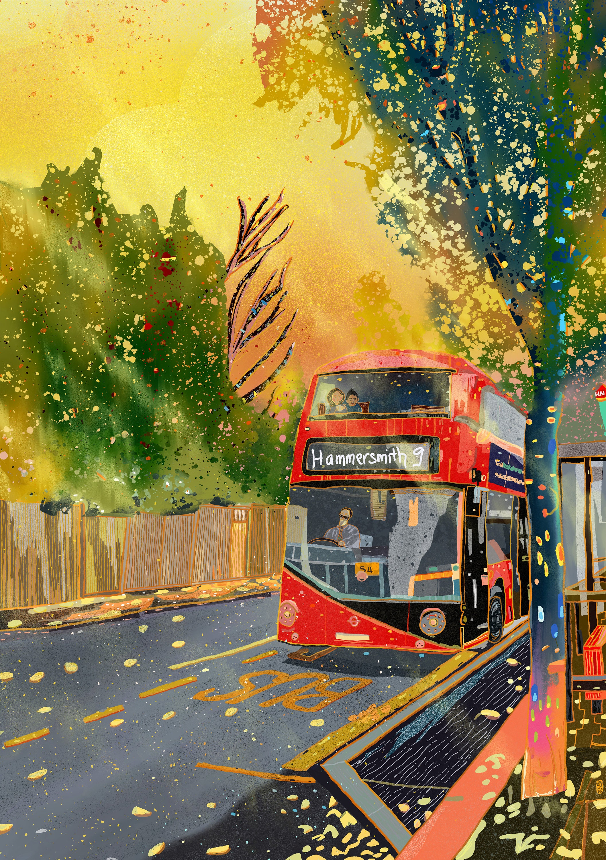 London Routemaster Bus Local Art Illustration Poster Print Wall Decor ...