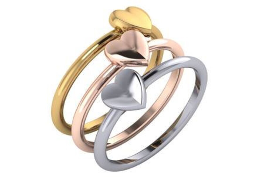 14K Stackable Heart Ladies Ring - Etsy UK