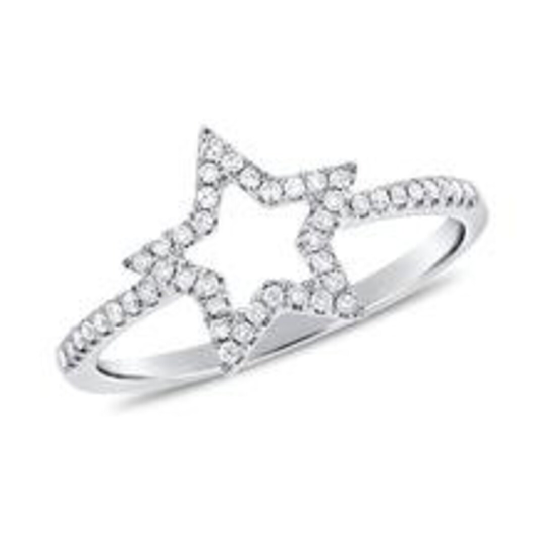 14K Gold & Diamond Star Ring - Etsy